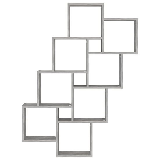 Alexey Wooden Cube Design Wall Shelf In Concrete Effect
