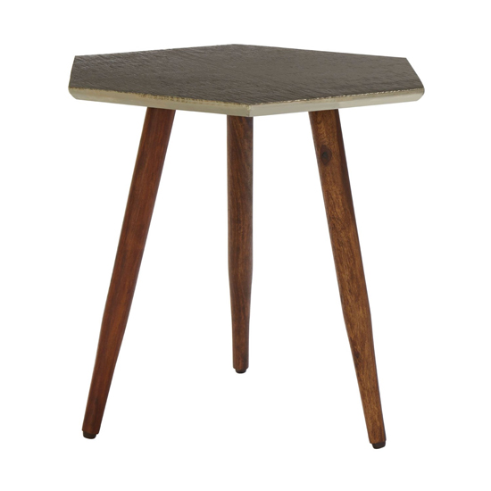 Algieba Hexagonal Wooden Side Table In Grey