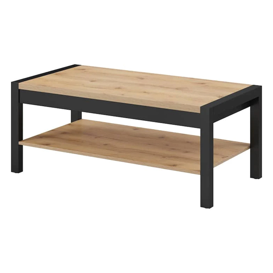 Aliso Wooden Coffee Table In Taurus Oak With Undeshelf