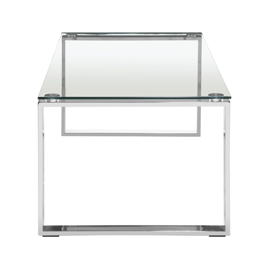 Alluras Rectangular Clear Glass Coffee Table With Silver Frame ...