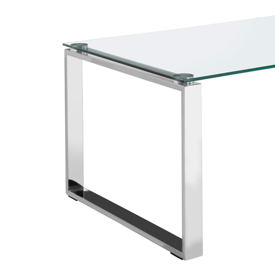 Alluras Rectangular Clear Glass Coffee Table With Silver Frame ...