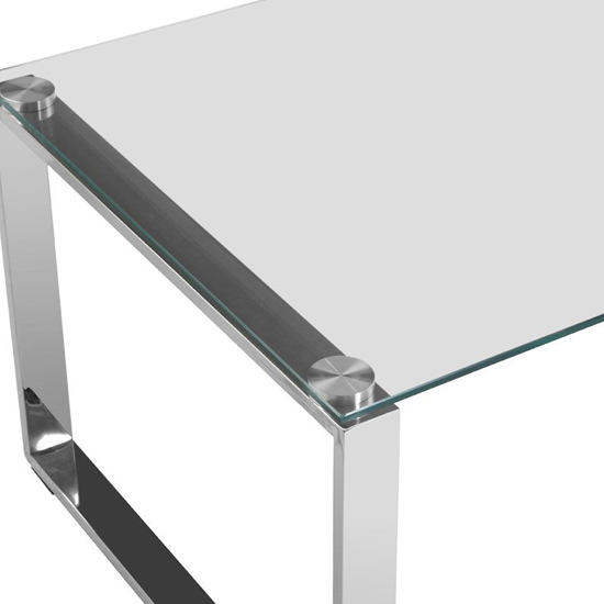 Alluras Rectangular Clear Glass Coffee Table With Silver Frame ...