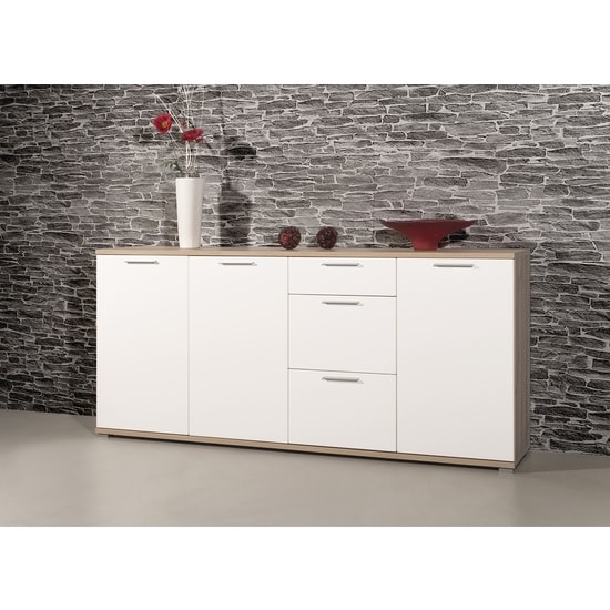 Almera Large Sideboard In Noble Beech And White High Gloss Fronts