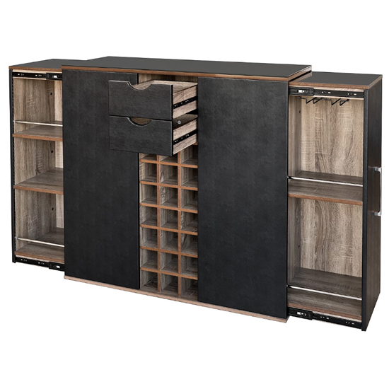Alpena Extending Breakfast Bar Unit With 2 Drawers In Black | Furniture ...