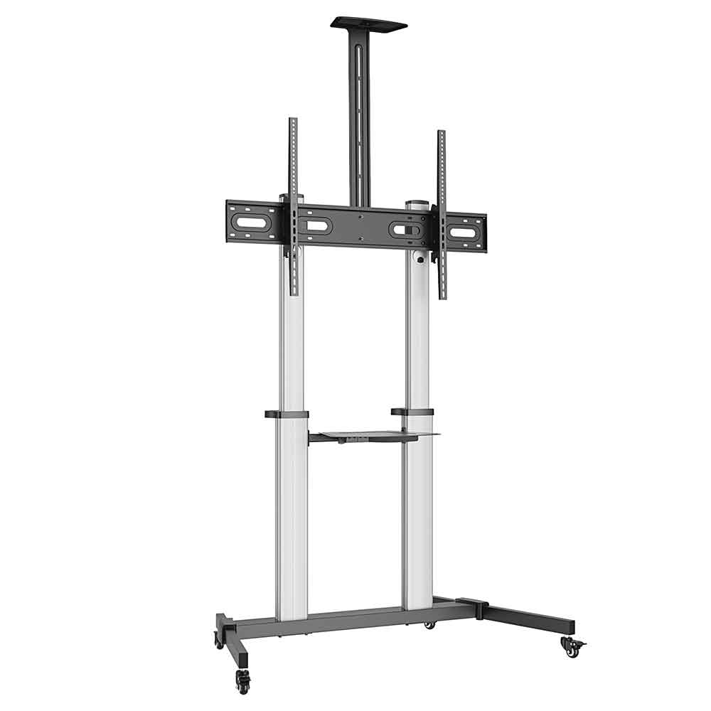 Alpine 100'' Aluminium Trolley Cart And Monitor Mount Stand - Black And ...