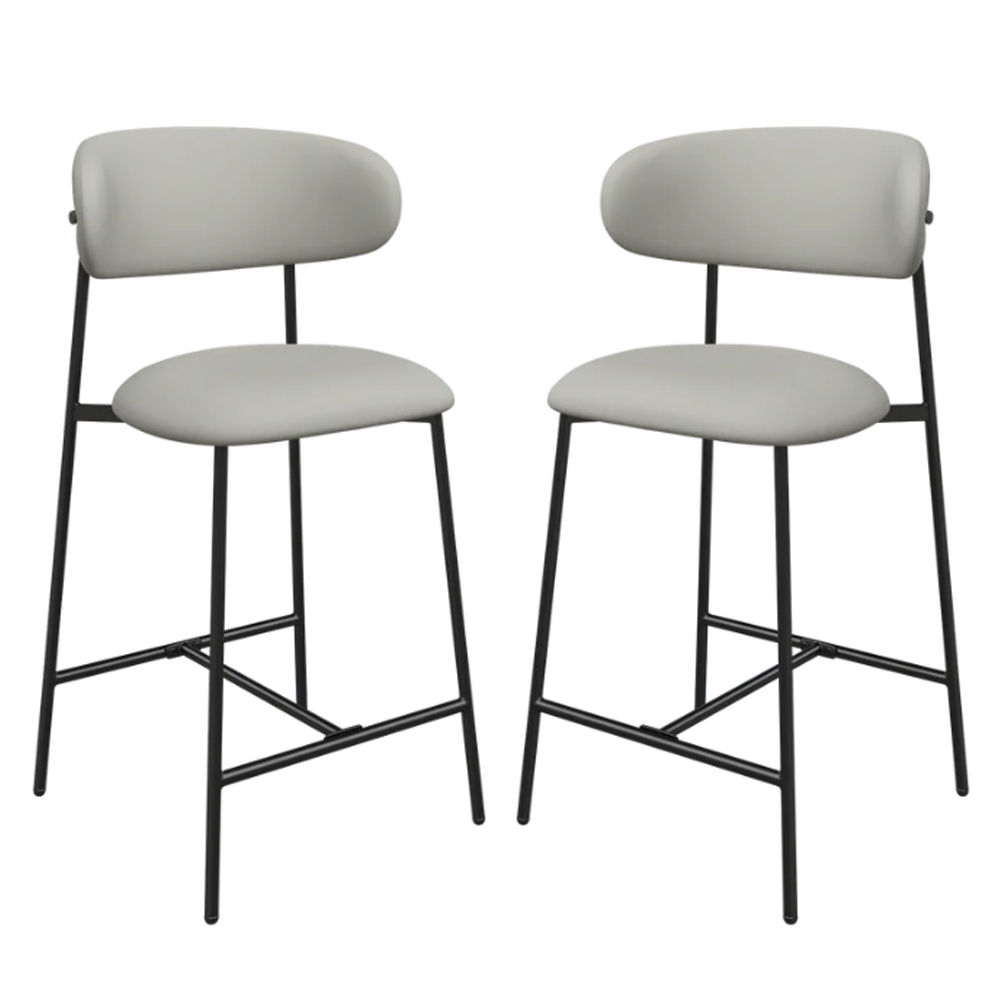 Amarillo Taupe Faux Leather Bar Chairs In Pair