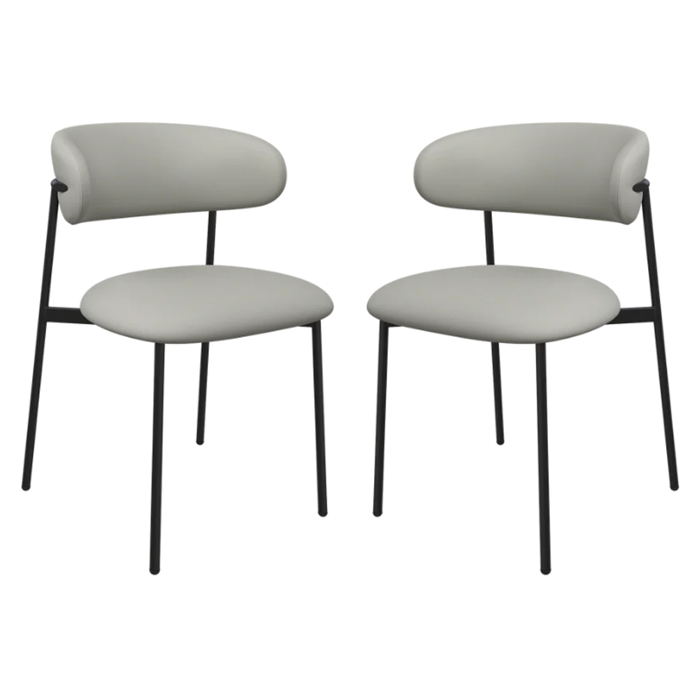 Amarillo Taupe Faux Leather Dining Chairs In Pair