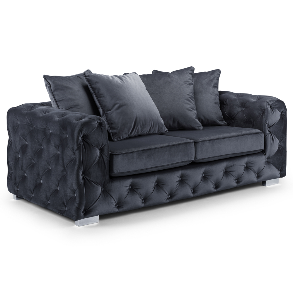 Anchorage Velvet 3 Seater Sofa In Slate