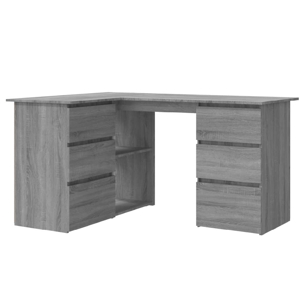 Andover Wooden Corner Laptop Desk With 4 Drawers In Grey Sonoma