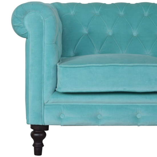 Aqua Velvet 2 Seater Chesterfield Sofa In Turquoise | Furniture in Fashion