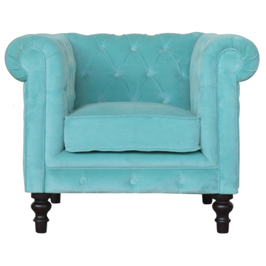 Aqua Velvet Chesterfield Armchair In Turquoise | Furniture in Fashion