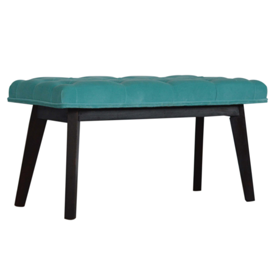 Aqua Velvet Hallway Bench In Turquoise And Walnut | Furniture in Fashion