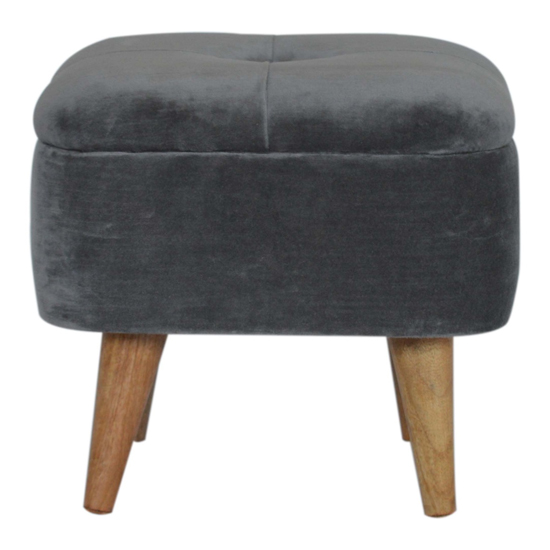 Aqua Velvet Storage Footstool In Grey And Oak Ish | Furniture in Fashion