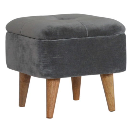 Aqua Velvet Storage Footstool In Grey And Oak Ish | Furniture in Fashion