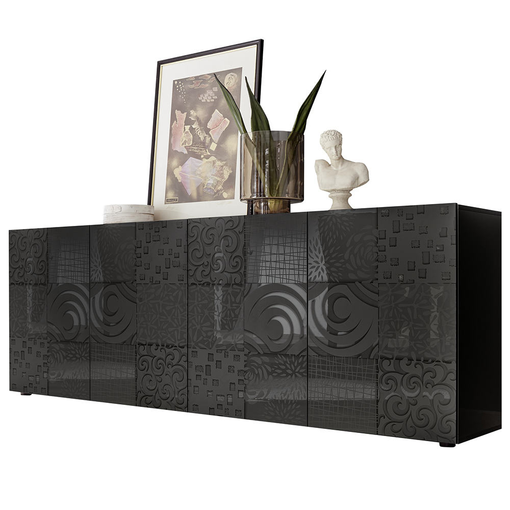 Ardent High Gloss Sideboard With 4 Doors In Grey