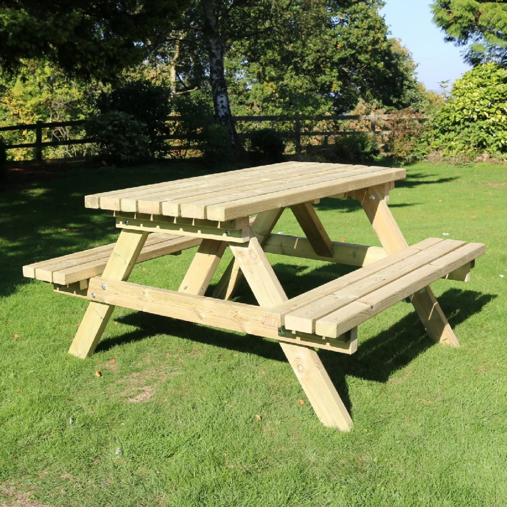 Arnos Large Wooden Garden Picnic Table In Natural