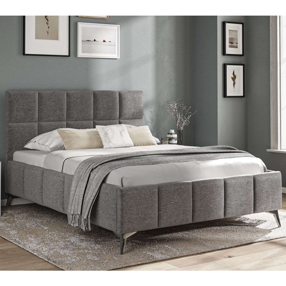 Arvada Fabric King Size Bed In Dark Grey | Furniture in Fashion