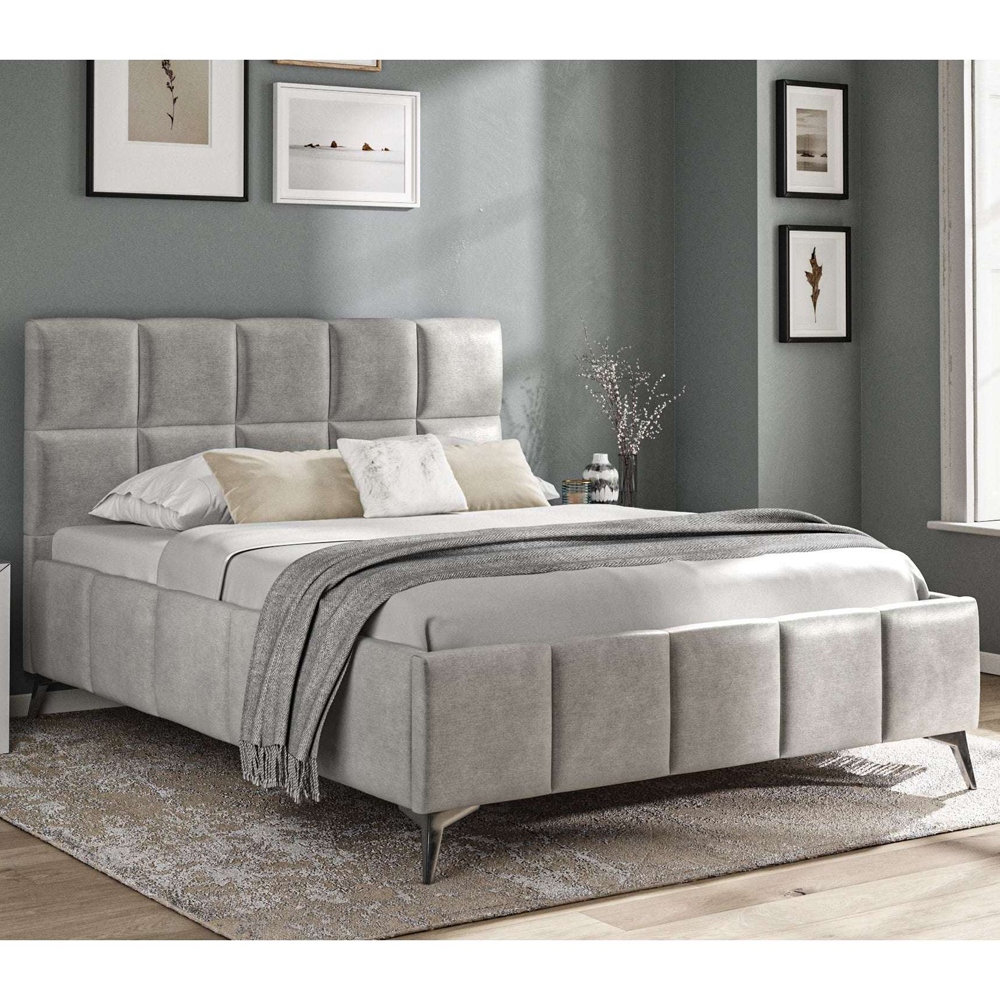 Arvada Fabric King Size Bed In Grey | Furniture in Fashion