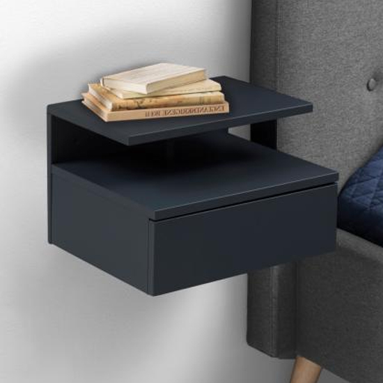Gorlois Wooden Floating Bedside Cabinet In Concrete Effect | Furniture ...