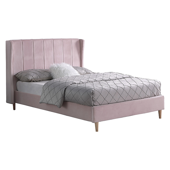 Ashburton Velvet Fabric Double Bed In Pink | Furniture in Fashion