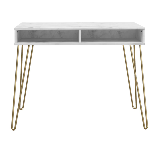 Anaheim Wooden Laptop Desk With Marble Effect In White