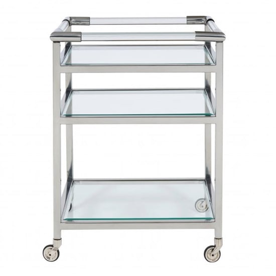 Atik Clear Glass Drinks Trolley In Nickel Furniture In Fashion