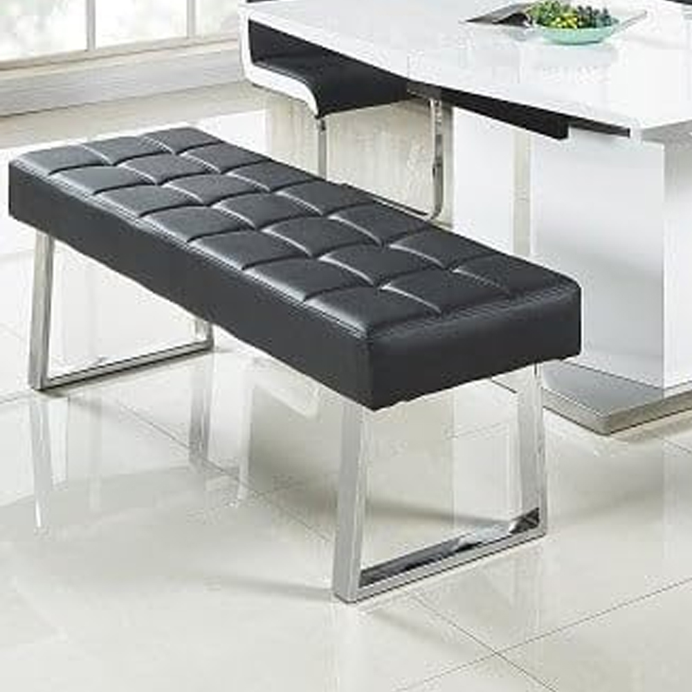 Austin Large Faux Leather Dining Bench In Black