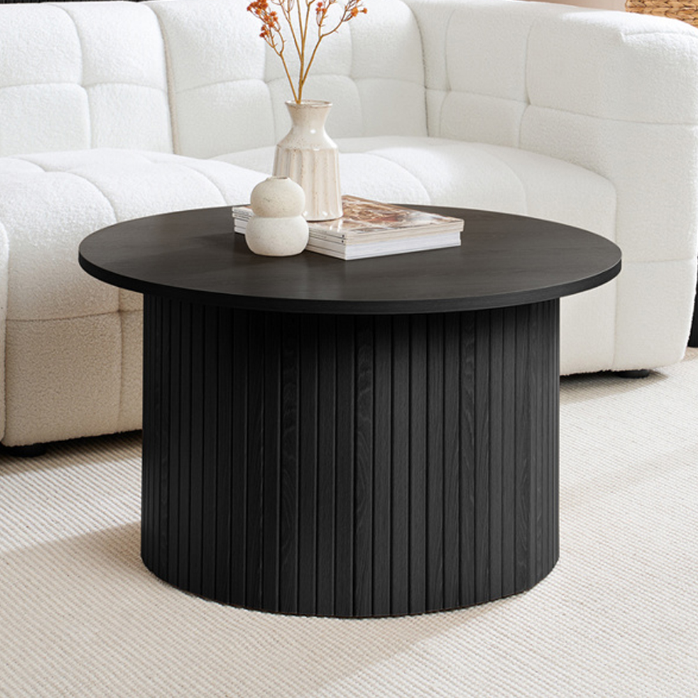 Avenel Wooden Round Coffee Table In Black