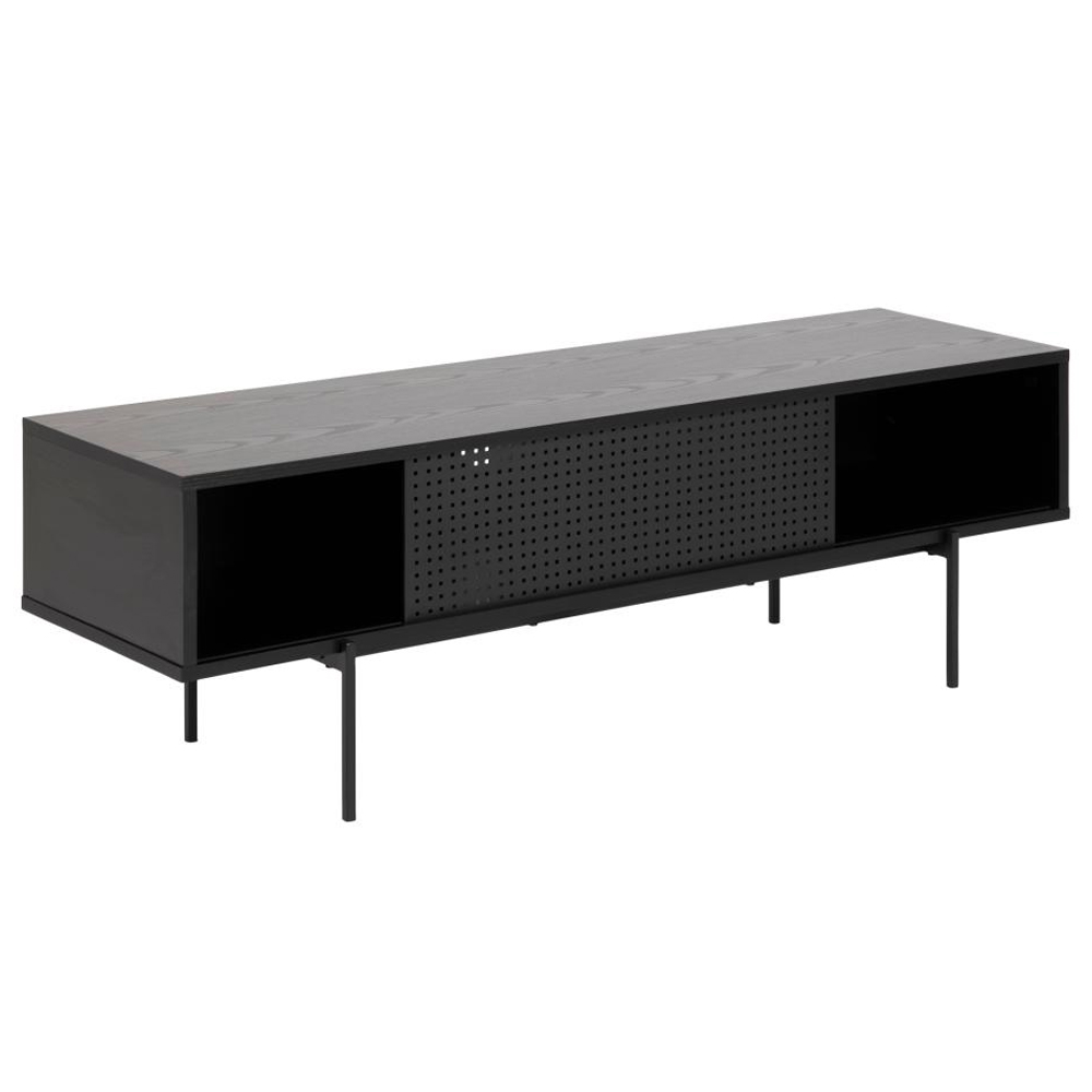Avila Wooden TV Stand With 1 Sliding Door In Ash Black