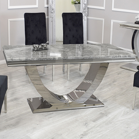 Avon Light Grey Marble Dining Table 6 Elmira Dark Grey Chairs ...
