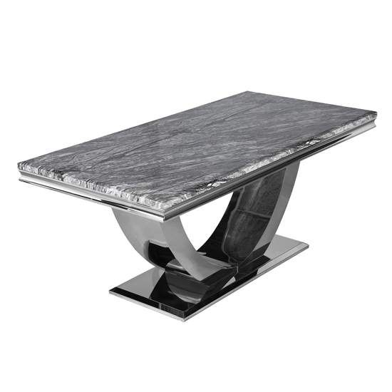 Avon Medium Dark Grey Marble Dining Table With Polished Base ...
