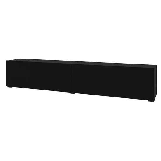 Azusa Wooden TV Stand With Pull-Down Doors In Matt Black