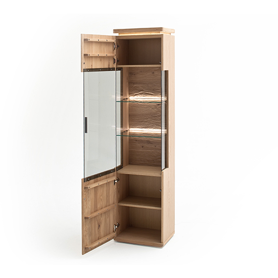 Barcelona LED Left Opening Display Cabinet In Planked Oak | Furniture ...