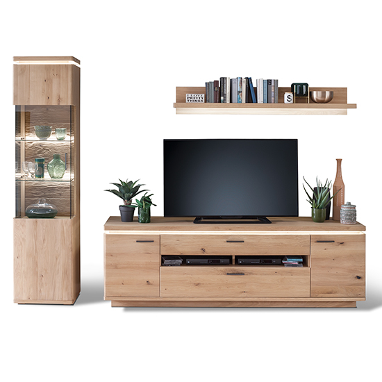 Barcelona LED Living Room Set In Planked Oak With TV Stand | Furniture ...