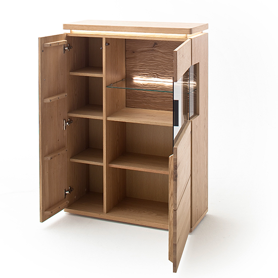 Barcelona LED Wooden Highboard In Planked Oak With 2 Doors | Furniture ...