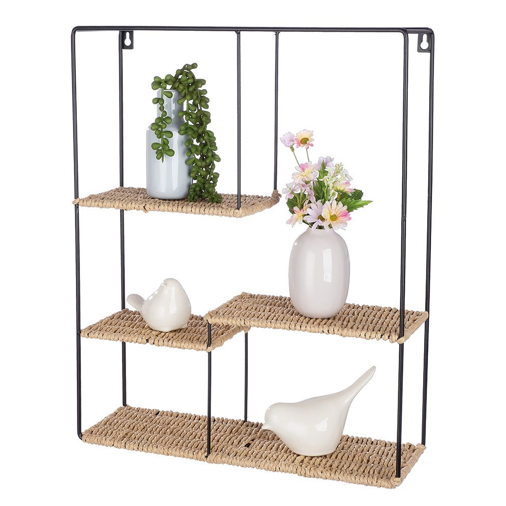 Barco Metal Rectangular Wall Hung Shelving Unit In Black