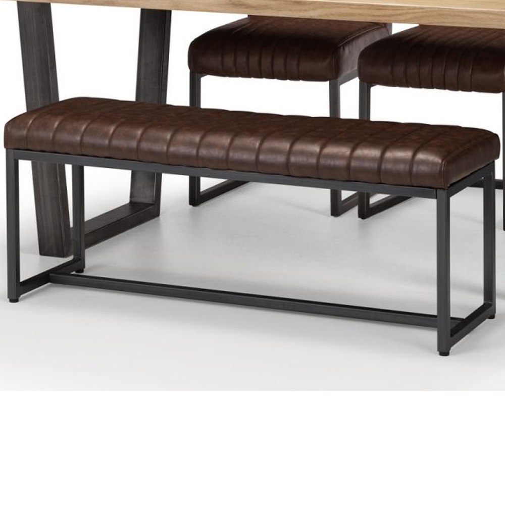 Barras Faux Leather Dining Bench In Brown