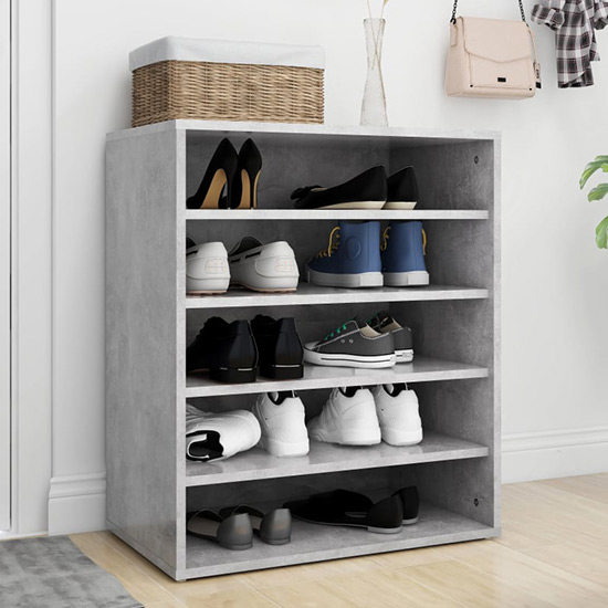 Barrera Shoe Storage Rack With 5 Shelves In Concrete Effect | Furniture ...