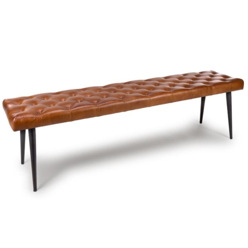 Basel Buffalo Leather Dining Bench In Tan