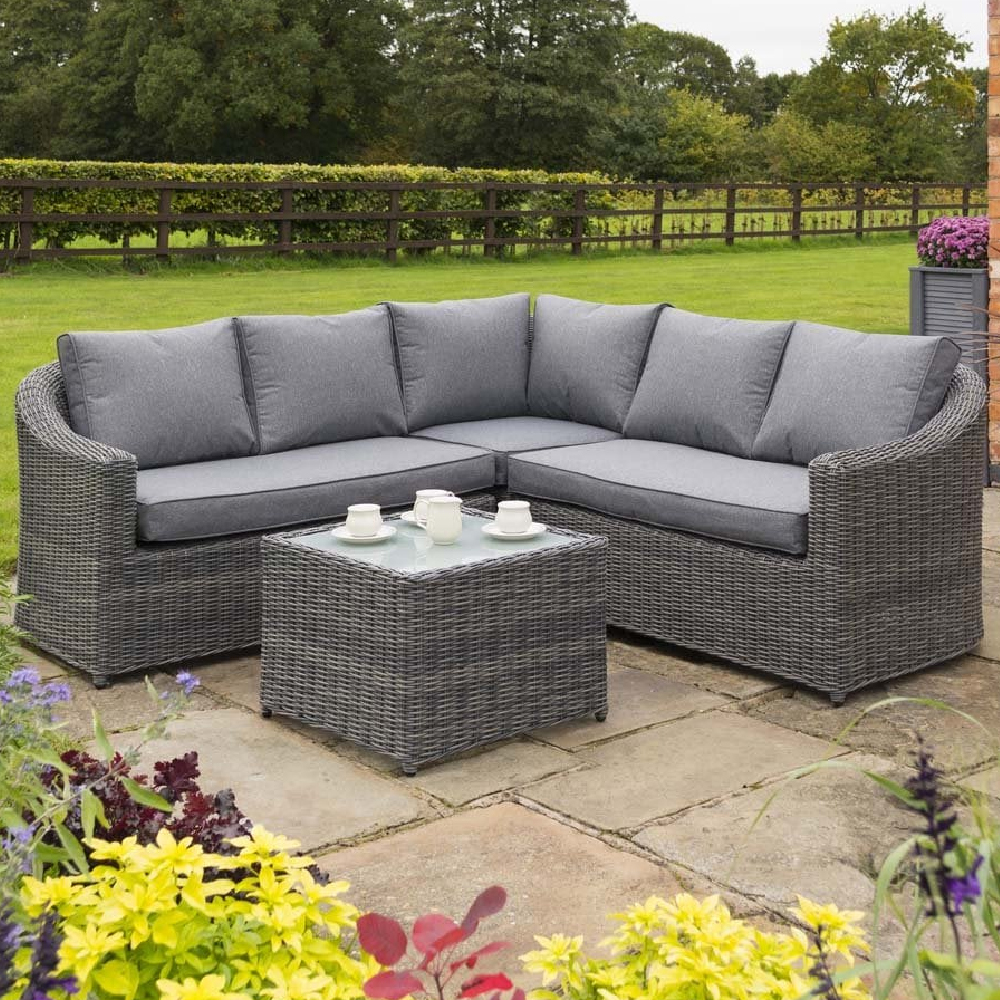 Baxton Rattan Garden Lounge Corner Set In Grey