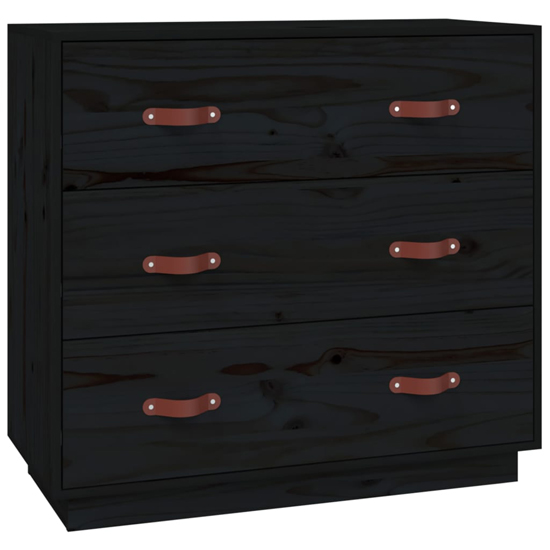 Belint Solid Pine Wood Chest Of 3 Drawers In Black | Furniture in Fashion