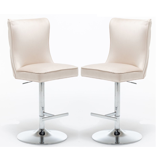 Belkon Velvet Upholstered Gas-Lift Bar Chair In Blue | FiF