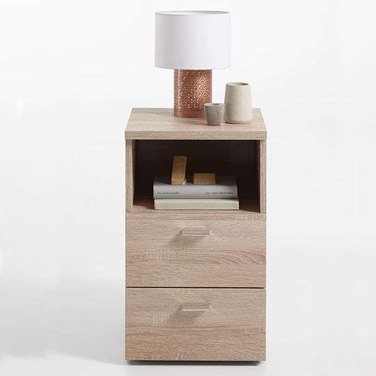 Benoit Wooden Bedside Cabinet With 2 Drawers In Oak | Furniture in Fashion