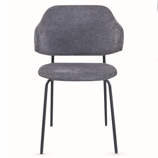 Benson Fabric Dining Chair In Dark Grey With Black Metal Frame ...