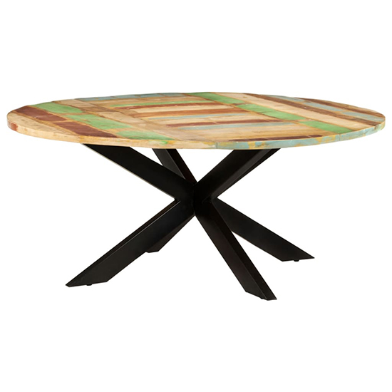 Bevis Round Large Reclaimed Wood Dining Table In Multicolour