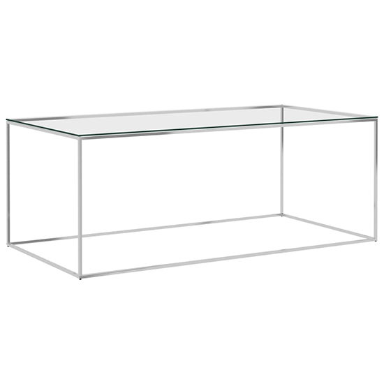 Birger Square Clear Glass Coffee Table With Silver Frame | Furniture in ...