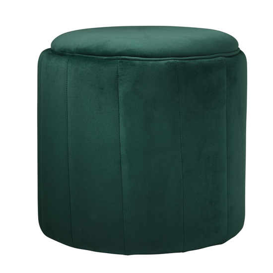 Bismarck Round Plush Velvet Stool In Deep Green | Furniture in Fashion