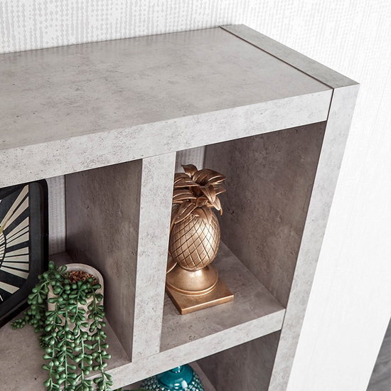 Baginton Wooden Tall Open Display Stand In Concrete Effect | FiF