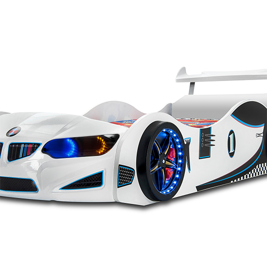 BMW GTI Childrens Car Bed In White With Spoiler And LED | Furniture in ...