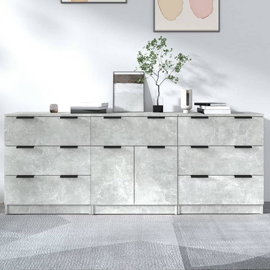 Bolivar Sideboard With 2 Doors 7 Drawers In Concrete Effect | Furniture ...